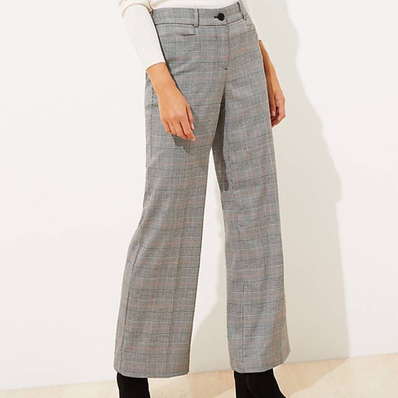 LOFT | Pants & Jumpsuits | Nwt Loft Plaid High Waist Wide Leg Pants ...